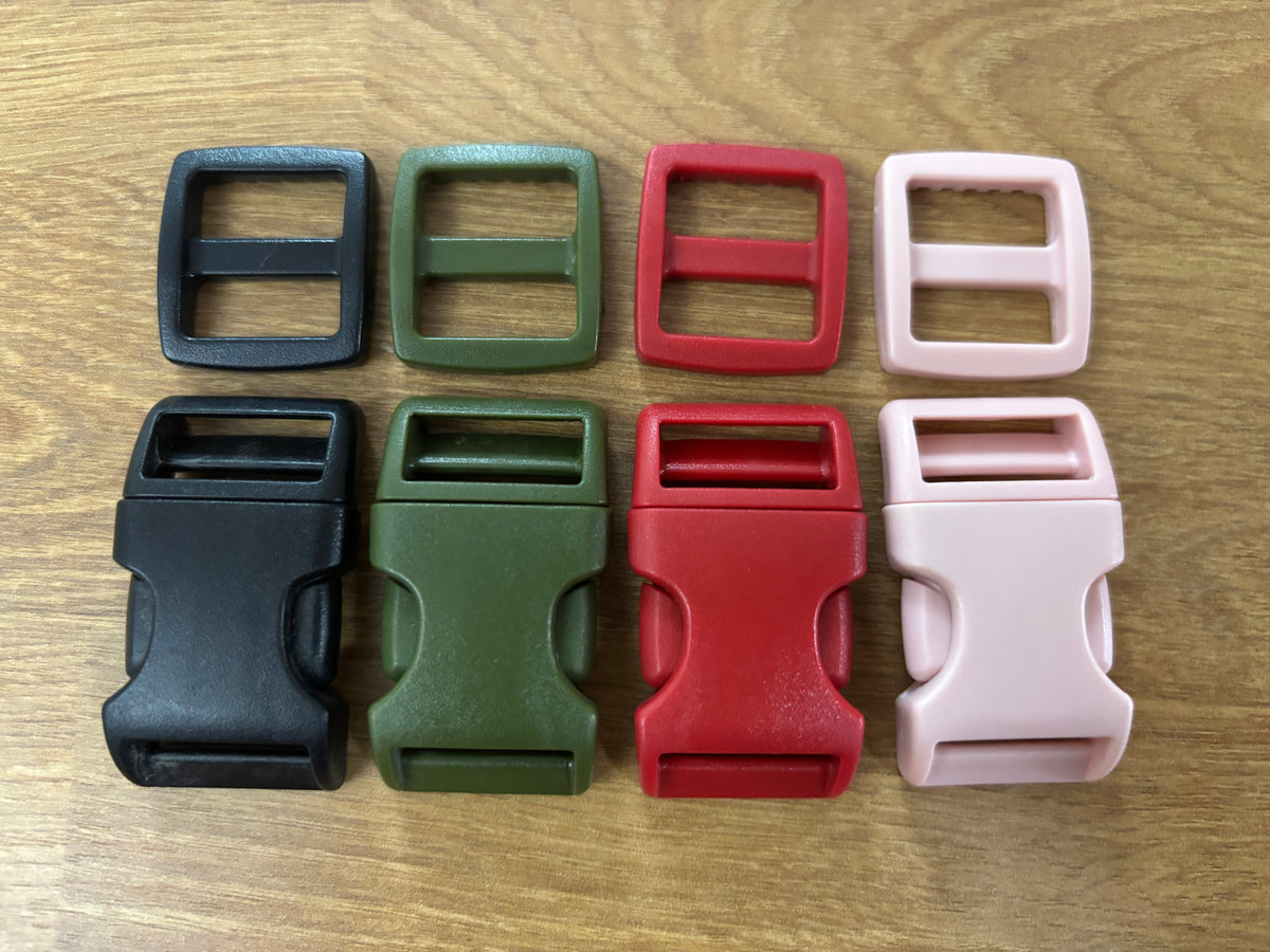 25x 3/4'' Dog Collar Curved Side Release Color Plastic Buckle and Trig ...
